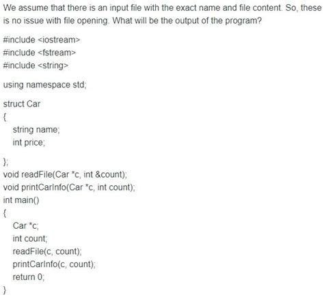 Solved We Assume That There Is An Input File With The Exact Chegg