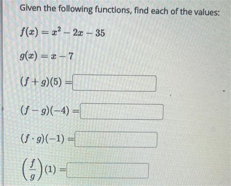 solved given the following functions find each of the