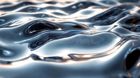 Sleek Metallic Liquid Waves Flowing Across A Smooth Surface In A High Tech Digital World Stock