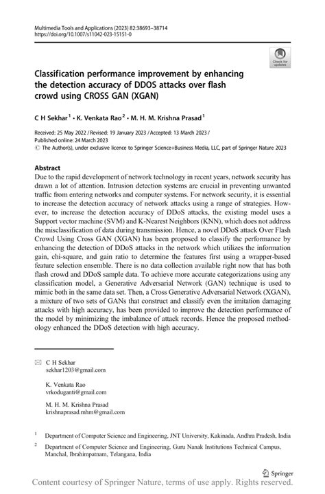 Classification Performance Improvement By Enhancing The Detection Accuracy Of Ddos Attacks Over