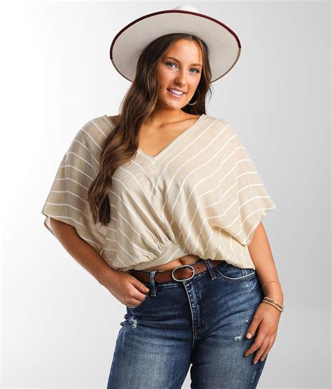 Daytrip Striped Dolman Top Womens Shirts And Blouses In Taupe Buckle