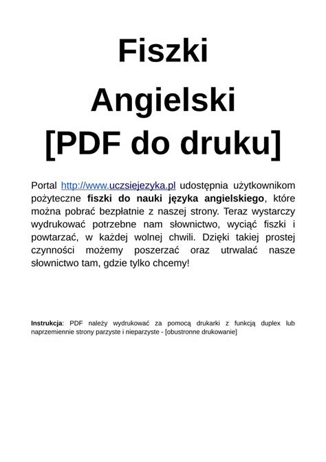 Pdf Fiszki Angielski [pdf Do Druku] Uczsiejezyka Pl · Fiszki
