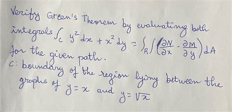 Solved Verify Green S Theorem By Evaluating Both Integrals Chegg