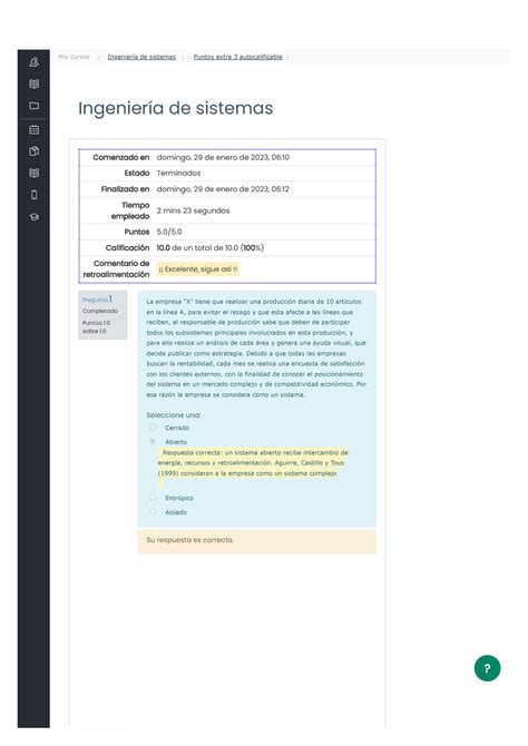 Puntos Extra 3 Autocalificable Ing De Sistemas Ingeniería De Sistemas