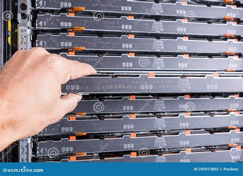 Network Administrator Pulling Data Storage Hardware From Sever R Stock