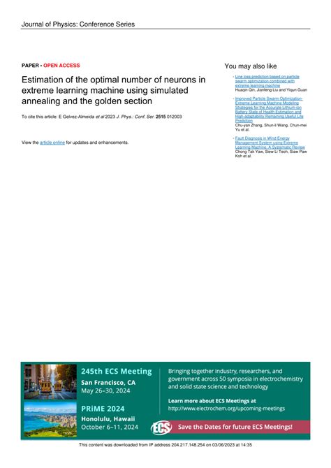 Pdf Estimation Of The Optimal Number Of Neurons In Extreme Learning