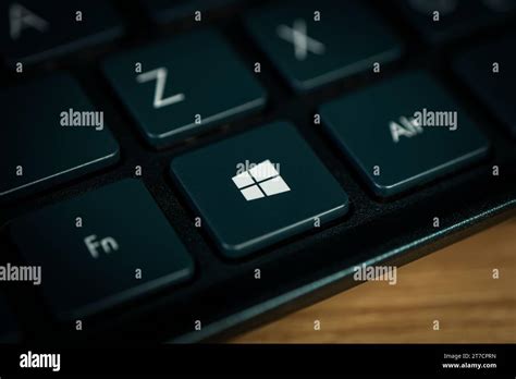 Top View Windows Logo On The Black Laptop Keyboard Buttons Barnaul