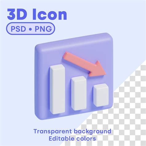 Premium Psd 3d Render Of Cute Icon Graph Decrease With Arrow For Ui