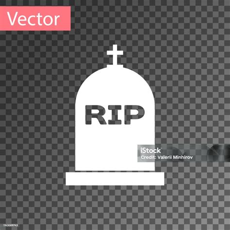 白色墓碑與 Rip 寫在它圖示查出在透明背景墳墓圖示向量插圖向量圖形及更多古老的圖片 古老的 地上墳墓 埋 Istock