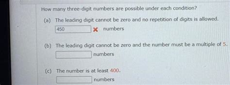 Solved How Many Three Digit Numbers Are Possible Under Each