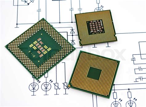 Ledningsdiagram Og Tre Cpu Er Stock Foto Colourbox