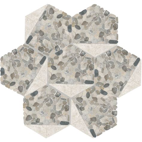 Daltile Pebble Oasis 10 X 12 Tumbled Natural Stone Tri Hex Pebble Mo