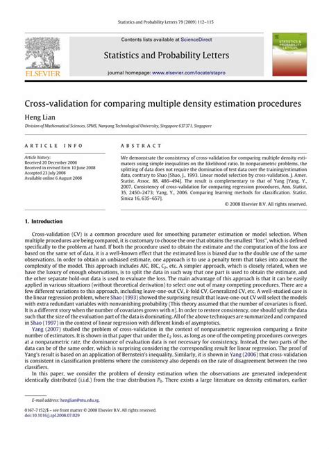pdf cross validation for comparing multiple density estimation