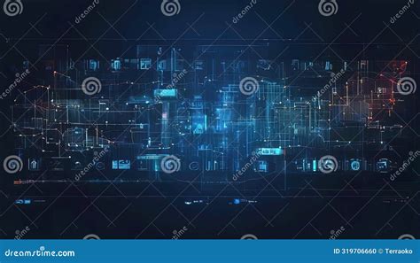 Abstract Background Of Digital Code Flow Neural Networks Artificial Intelligence Stock