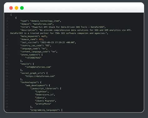 Domain Analytics Api Dataforseo