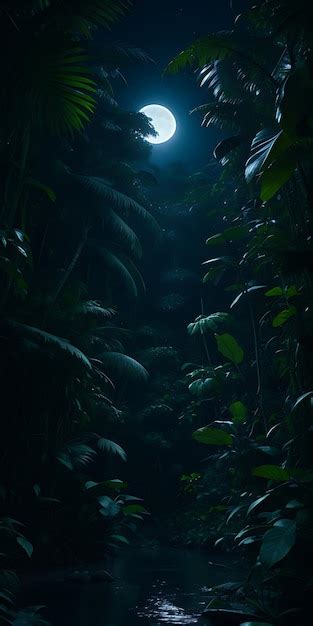 Premium Ai Image The Jungle With Moonlight Ai Generated