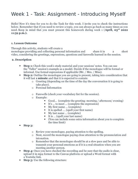 Task Week 1 Al Primer Ciclo De La Univercidad Week 1 Task Assignment Introducing Myself