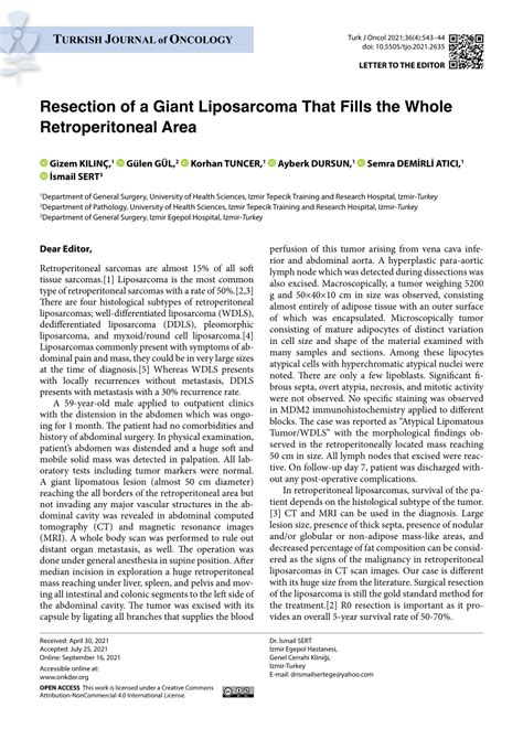 Pdf Resection Of A Giant Liposarcoma That Fills The Whole