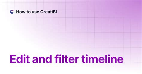 Edit And Filter Timeline How To Use CreatiBI