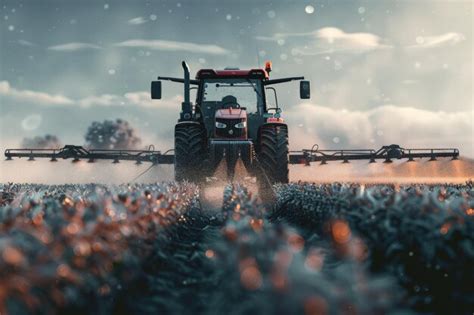 Tractor Spraying Pesticides At The Field Premium Ai Generated Image