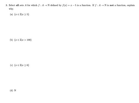 Solved Select All Sets A For Which F AN Defined By Chegg Com
