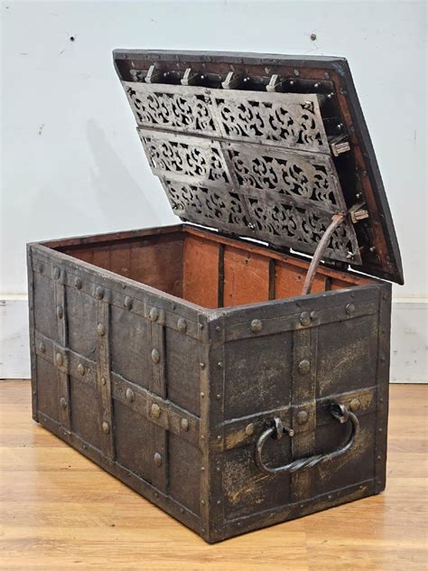 Proantic Ancient Studded Iron Chest Late Th Century