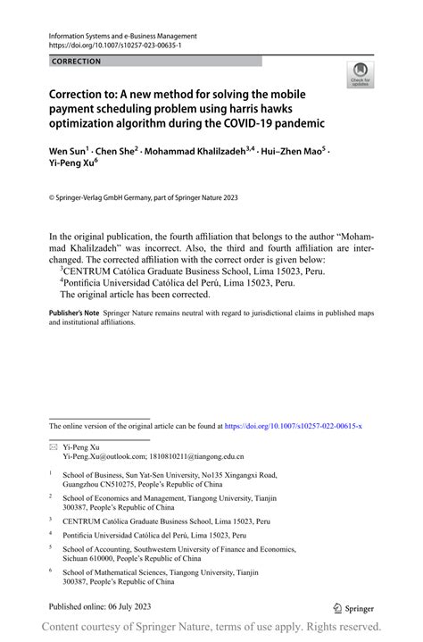 Correction To A New Method For Solving The Mobile Payment Scheduling