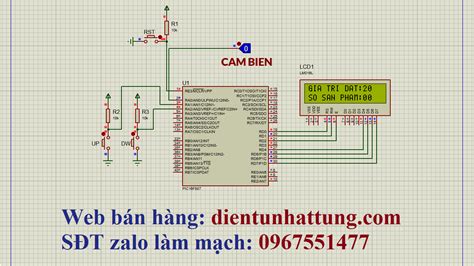 Nhấp nháy lcd1602 Đếm sản phẩm Nút nhấn cài ngưỡng Lập trình Pic