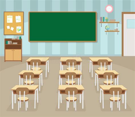 Salle De Classe Vide Décole Avec Le Tableau Vert Illustration De