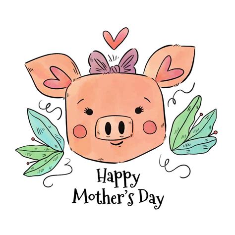 Mignon cochon maman à la fête des mères 208379 Telecharger Vectoriel