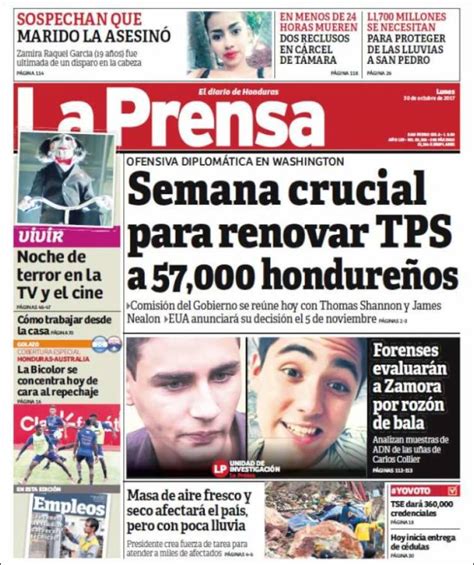 Periódico La Prensa Honduras Periódicos De Honduras Edición De