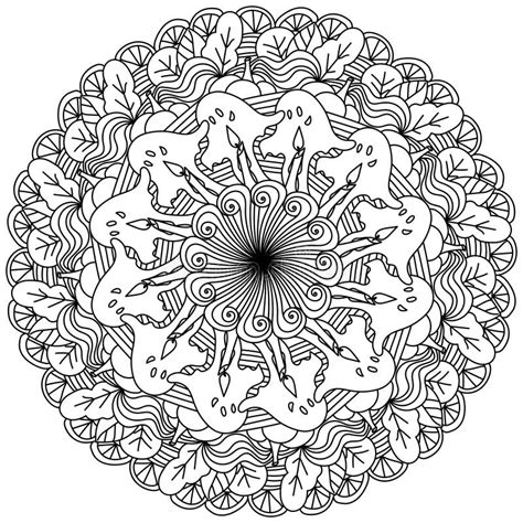 Halloween Mandala Coloring Page With Ghosts Candles And Autumn