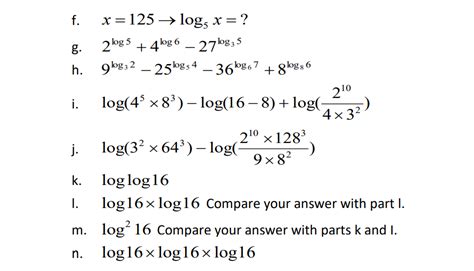 Solved F G H X 125 →log X 2log 5 4log 6 27log