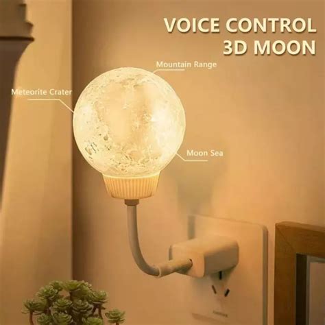 3d Printed Moon Lunar Plug In Style Globe Lithophane Night Light 2024