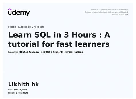 Likhith Hk On Linkedin Udemycourse Sqltutorialforfastlearners