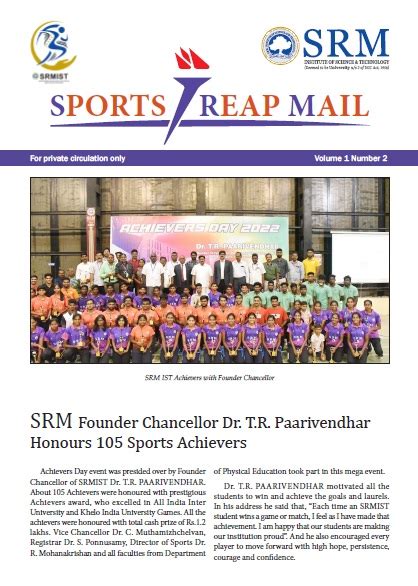 Newsletter Department Of Physical Education And Sports Sciences Srmist