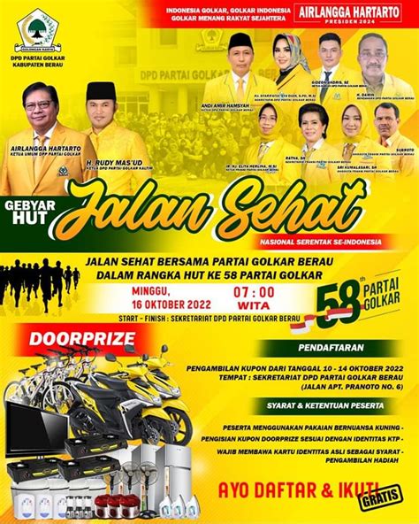 Rayakan HUT Golkar DPD Partai Golkar Adakan Jalan Sehat Hadiah 2 Unit