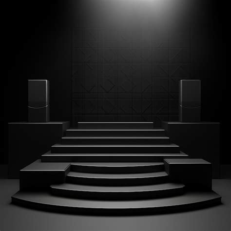 Premium Photo D Rendering Of Black Realistic With Gold Stage Platform