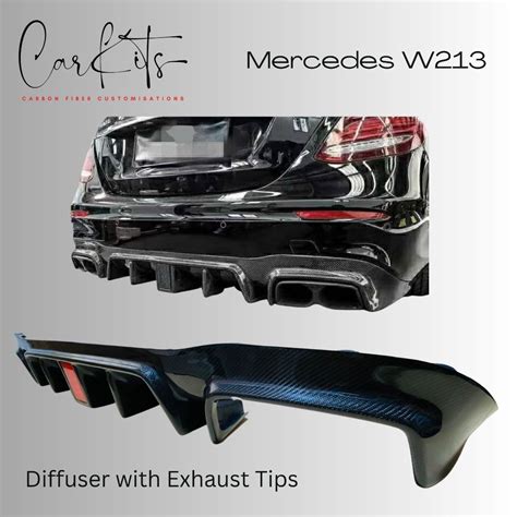 Mercedes Benz W213 E200 E250 Amg Line Front Lip Diffuser With Exhaust