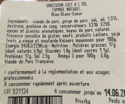 Saucisson cuit à l ail