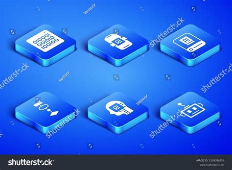 Set Artificial Intelligence Robot Binary Code Stock Vector Royalty