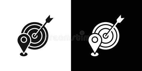 Geo Targeting Icon Flat Vector Set Outline Stock Vector Illustration
