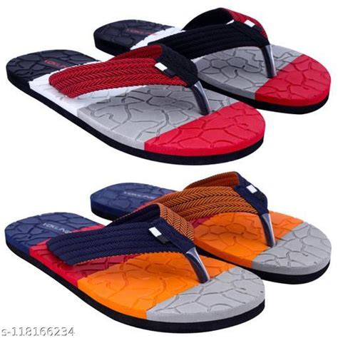 Multicolor Colorblocked Thong Flip Flops For Men Pack Of 2