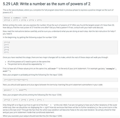 Solved LAB Write A Number As The Sum Of Powers Of Chegg