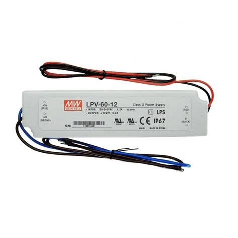 Lpv 60 12 Led Fuente De Alimentación Estanca Ip67 Mean Well