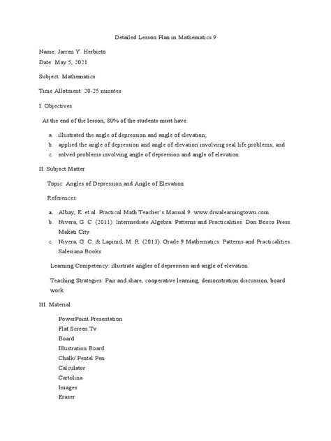 Demo Lesson Plan Final Pdf Trigonometric Functions Triangle