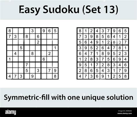Vector Sudoku Puzzle With Solution Easy Difficulty Level Stock Vector