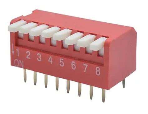 DIP Switch 8 Polig Piano Type Rood 2 54mm Pitch DomoticX