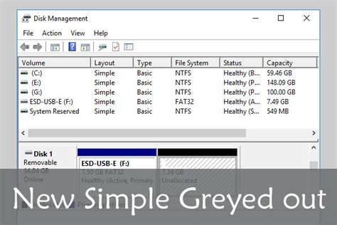 Solved New Simple Volume Greyed Out In Disk Management
