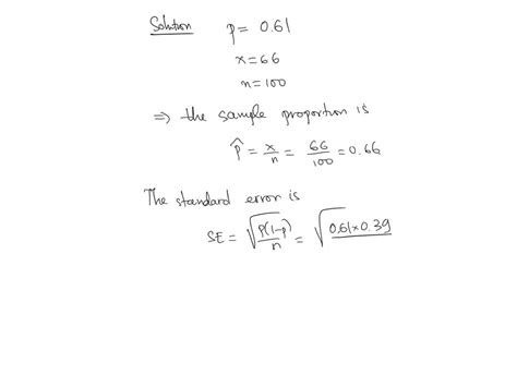 solved step 2 of 2 given the following parameters for a sampling